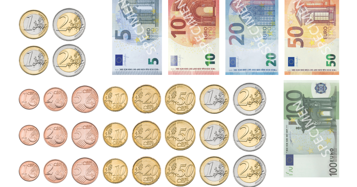 Knipblad munten en biljetten | Eurowijs